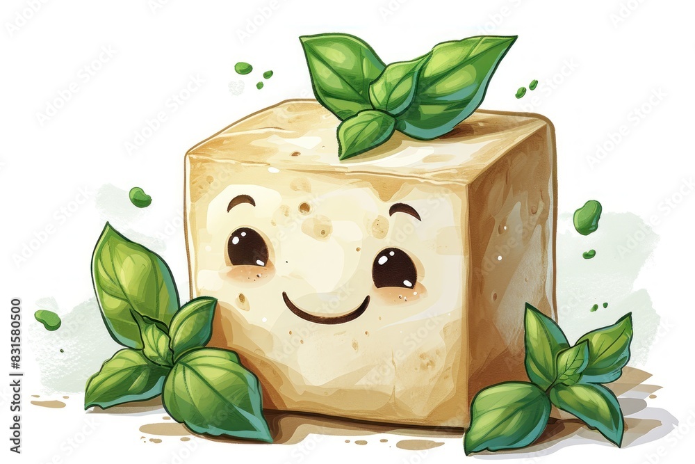 Tofu. Cute vegan protein food character. Tofu cartoon character. Tofu ...
