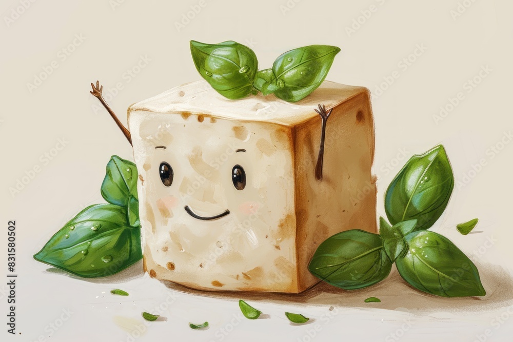Tofu. Cute vegan protein food character. Tofu cartoon character. Tofu ...