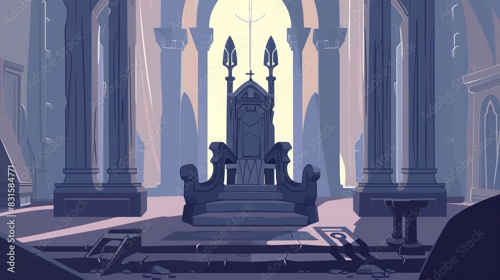 Ancient throne room flat design side view, hidden kingdoms, animation ...