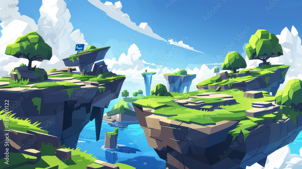 A futuristic gaming world blending 2D pixel art with advanced 3D ...