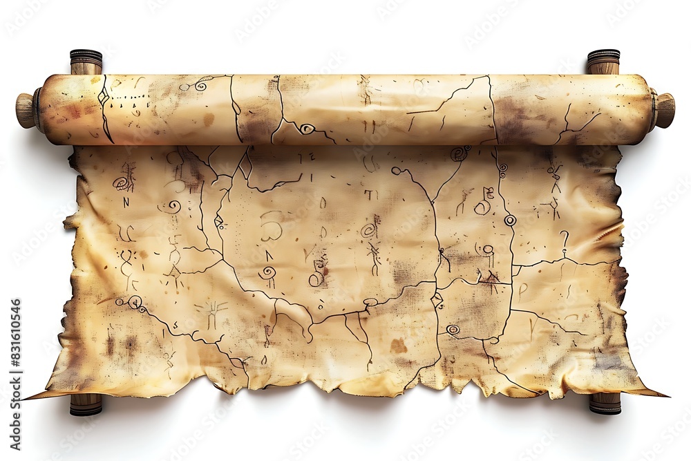 Ancient scroll emoji with elegant calligraphy Stock Illustration ...