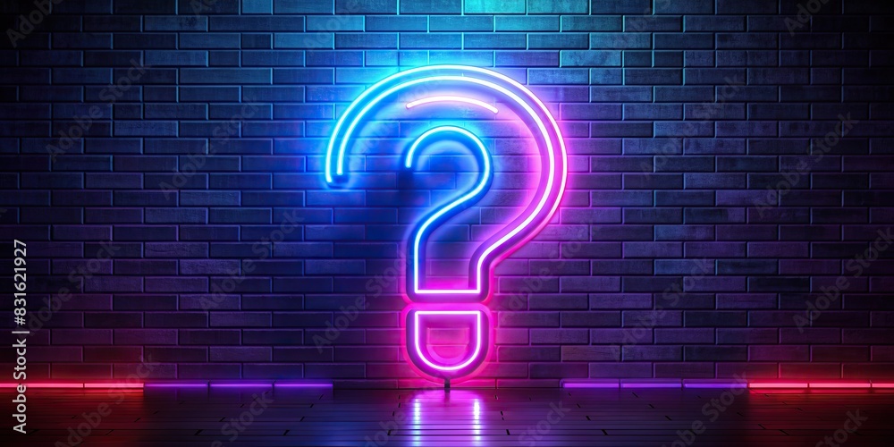 Abstract neon quiz game background with floating question mark Stock ...