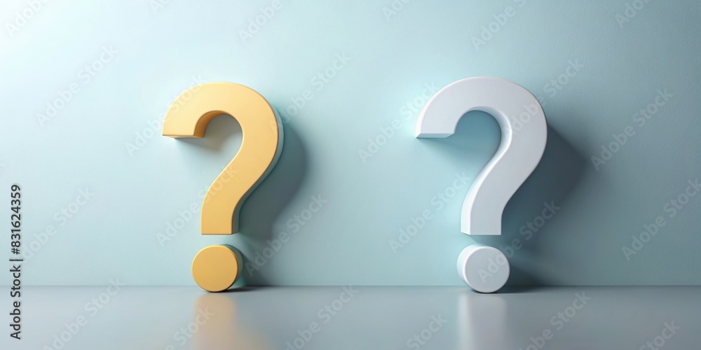 Minimalistic image of question mark and exclamation mark symbols ...