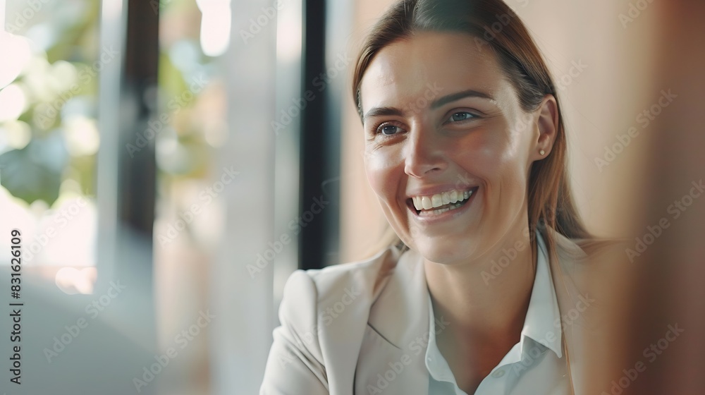 Job interview happy and woman in office for business meeting discussion ...