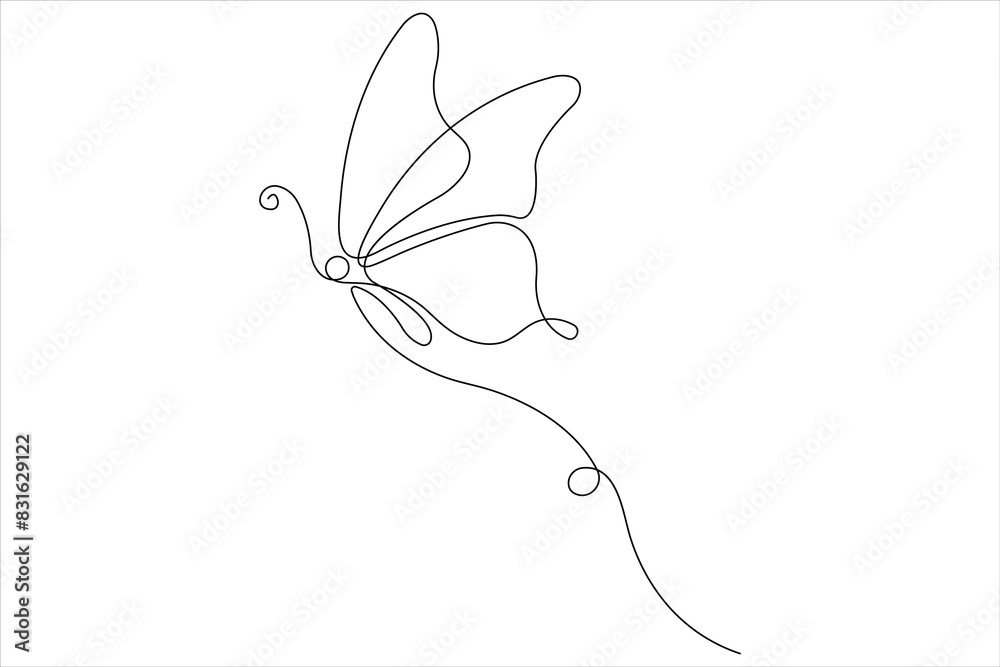 Continuous one line art drawing of butterfly design minimalism outline ...
