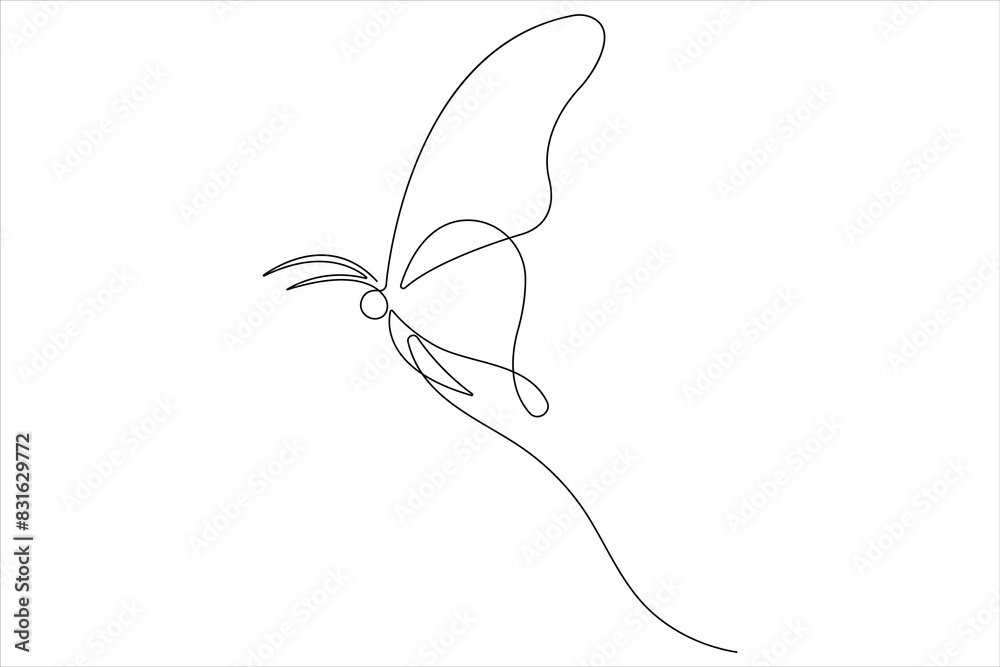 Continuous one line art drawing of butterfly design minimalism outline ...
