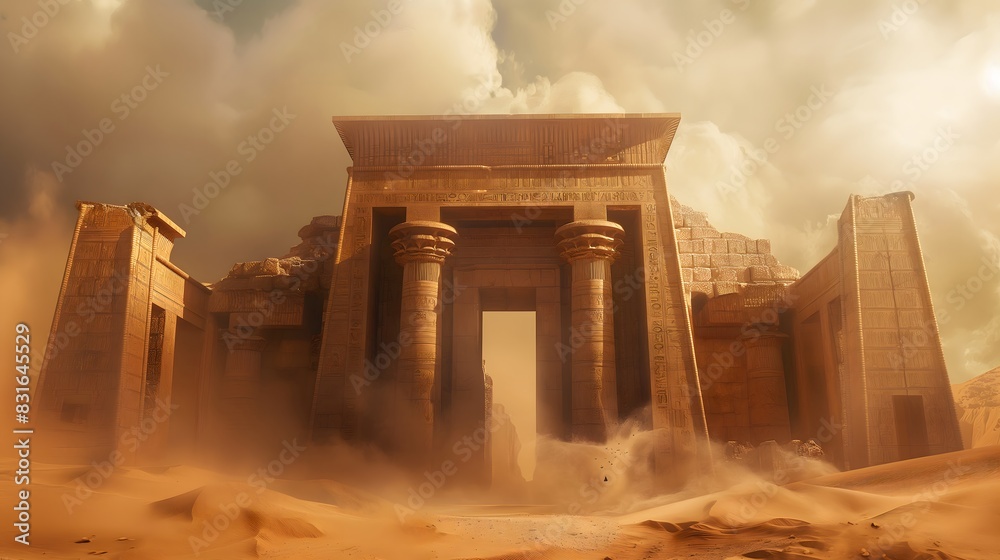 20. Explore an ancient temple buried beneath the sands, its grandeur revealed by shifting dunes ...