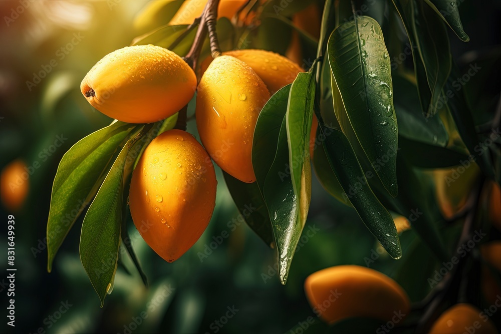 Isolated mango. Fresh organic mango with leaves isolated clipping path ...