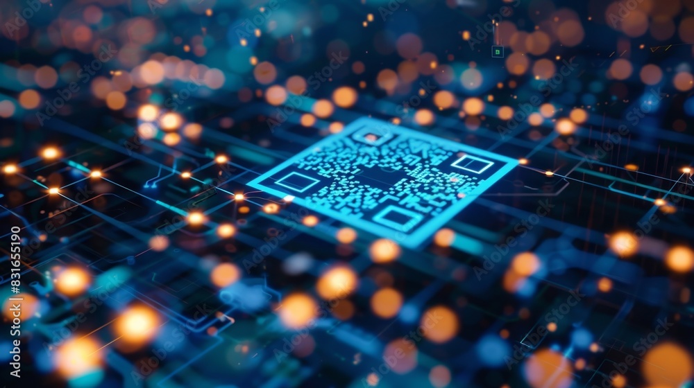 A futuristic QR code scanner allows for quick transfers between crypto wallets making ...