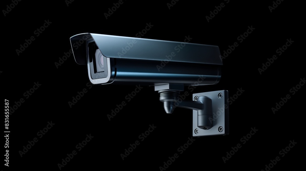 High-resolution surveillance camera mounted on a wall, isolated against ...