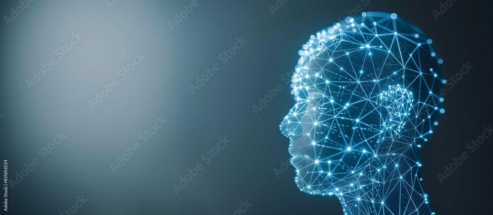 Human head and brain.Deep learning , Machine learning and artificial ...