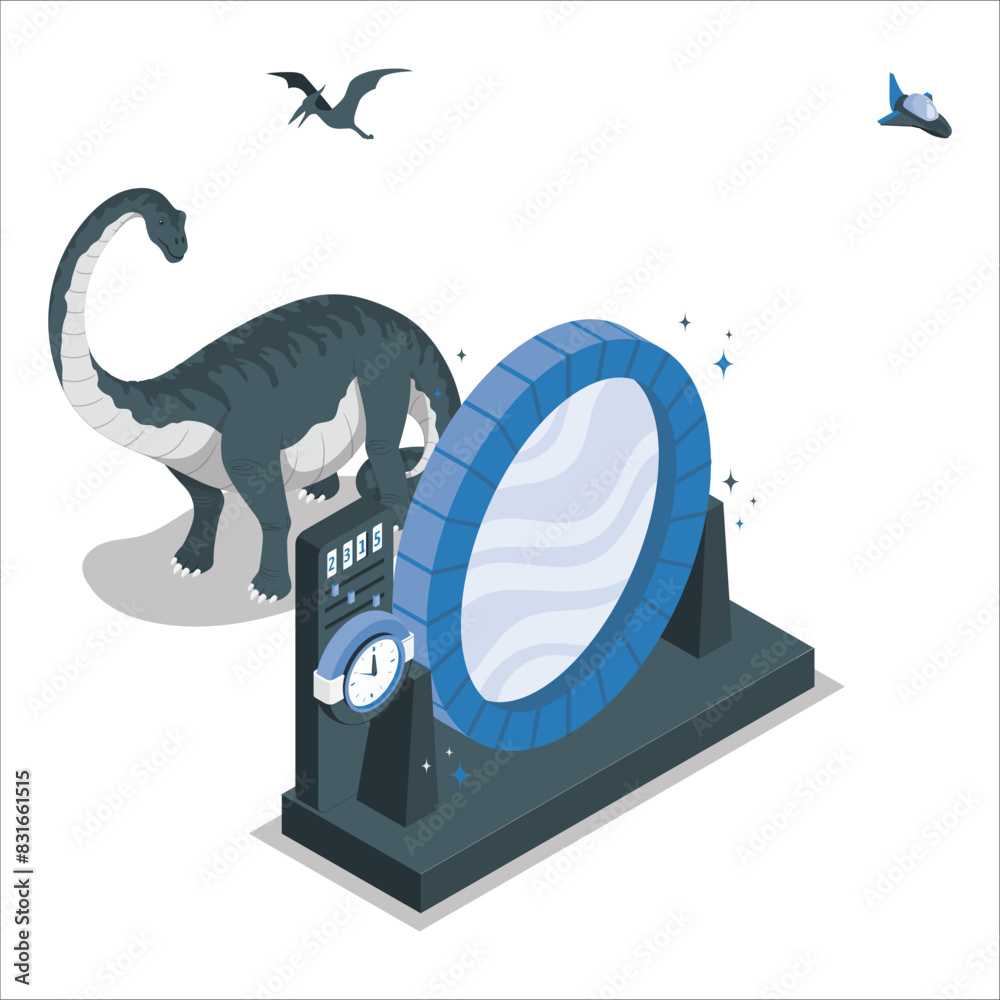 3d Time Machine Vector. time machine going to the future or past ...