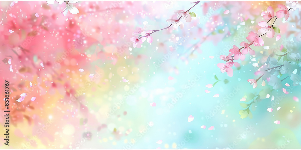 Cute pastel pink and baby blue gradient background with flying cherry ...