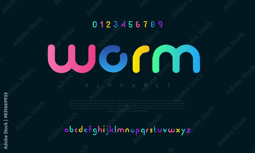 Worm creative geometric modern urban alphabet font. Digital abstract ...