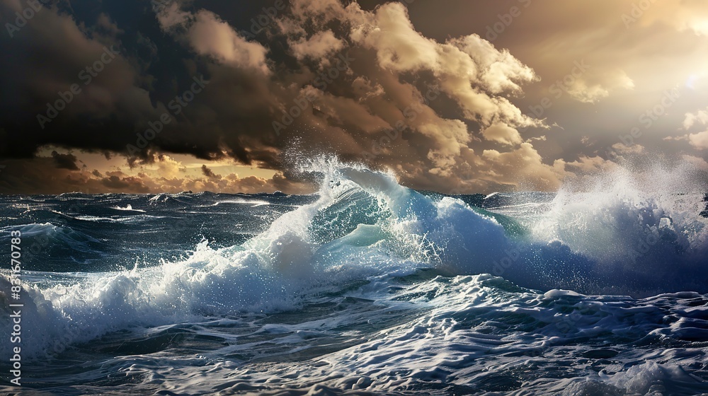 Stormy Seas: Dramatic ocean scenes with towering waves and stormy skies ...