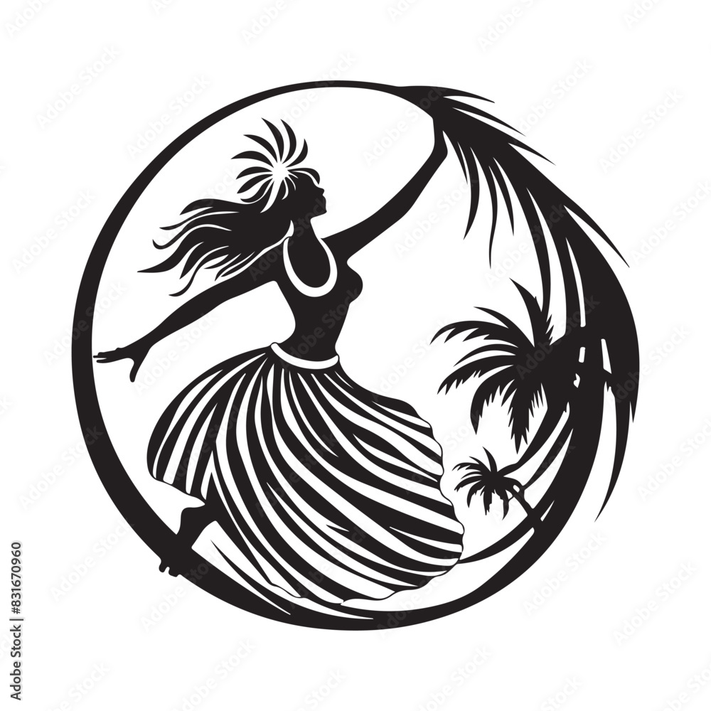 Hawaiian Hula Dancer Logo Design Isolated on white background Stock ...