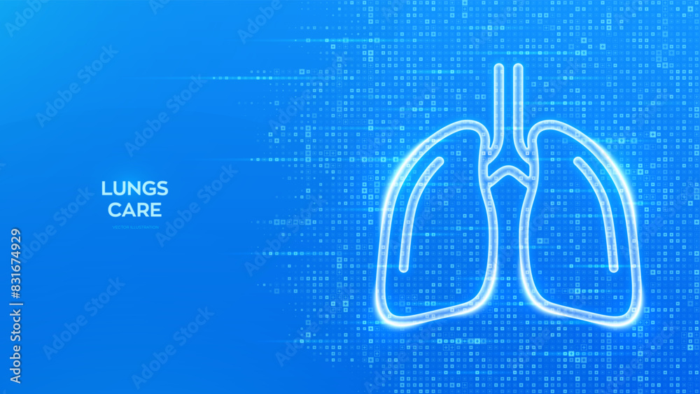 Lungs icon. Human respiratory system lungs anatomy. Treatment of lung ...