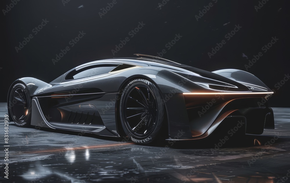 Render, sleek mid-engine vehicle, 2025 2030 edition, minimalistic ...
