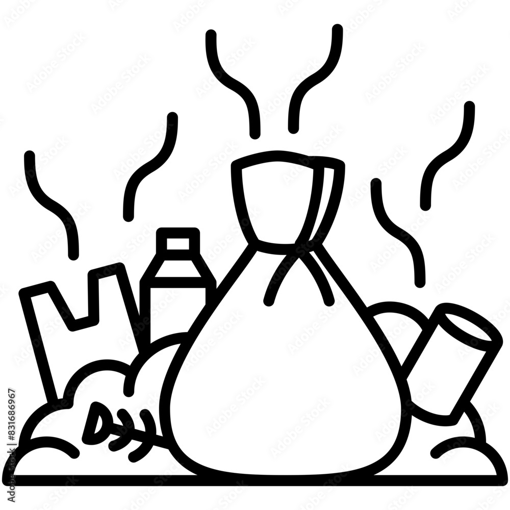 Rubbish Icon. Garbage Trash Bin Pictogram Graphic Illustration ...