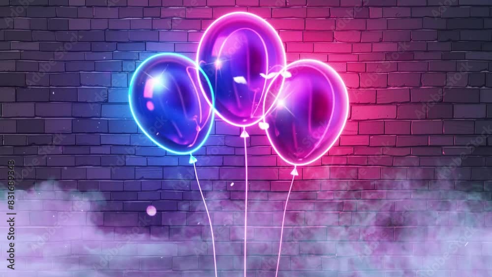 realistic isolated neon sign balloons frame. seamless looping overlay ...