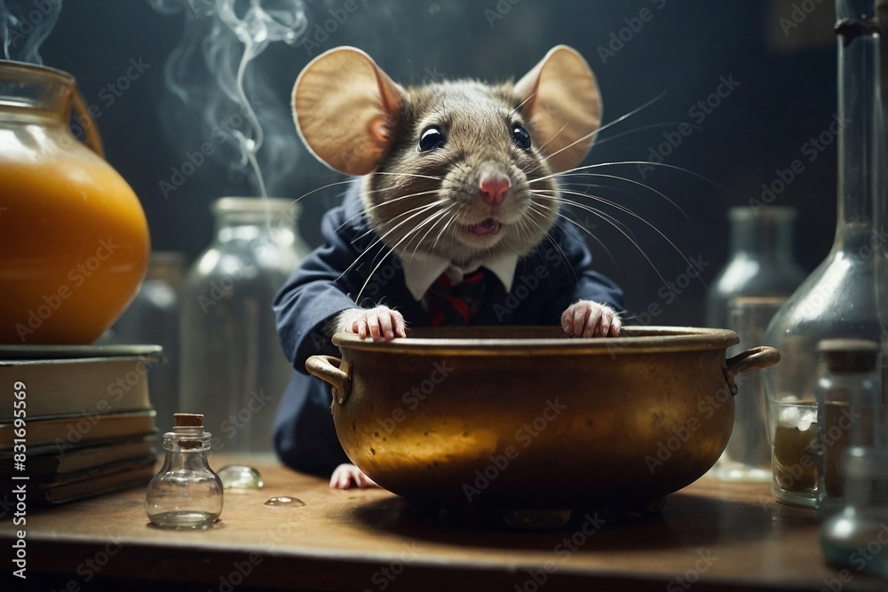 Fantasy image of a mouse student in a school uniform, looking shocked ...