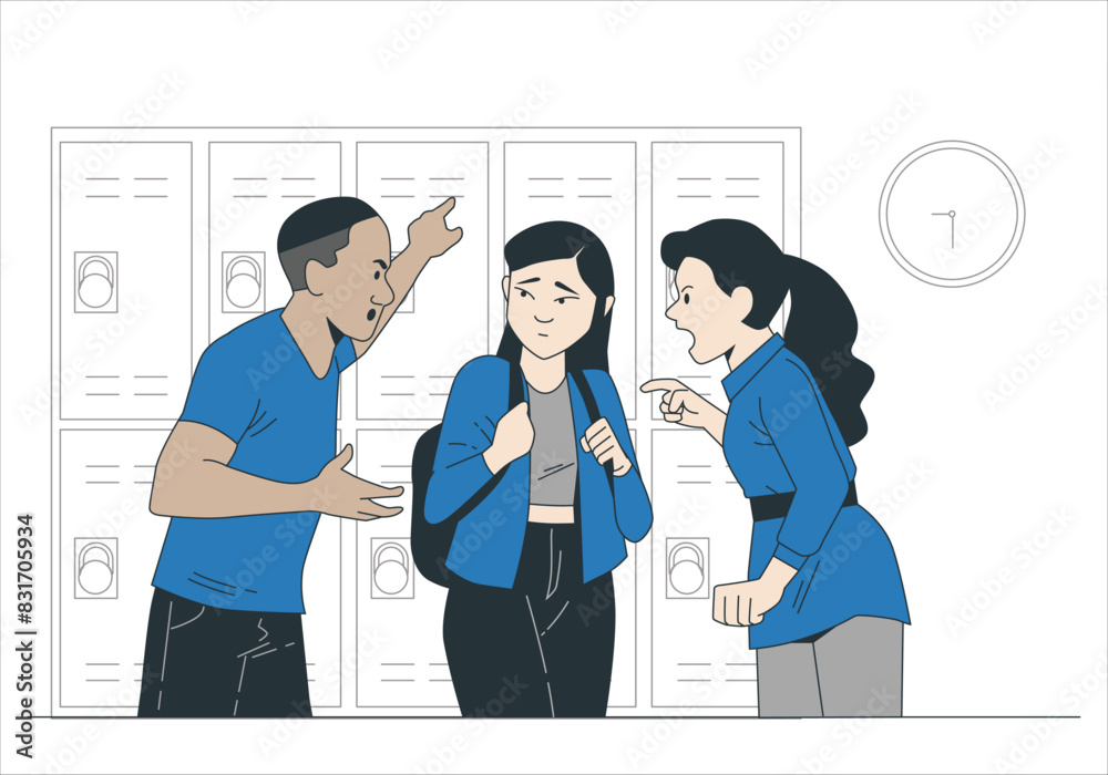Vetor do Stock: Racist bullying, Isometric Bullying, gossip violent ...