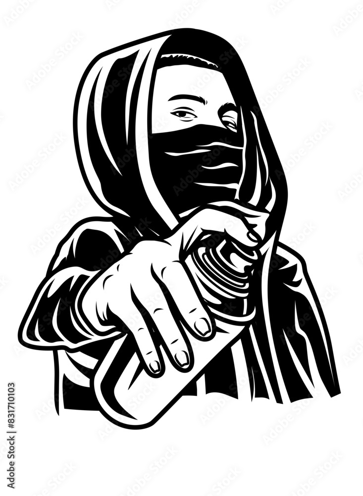 Graffiti Man Illustration, Mural Wall Artist Cut file, Street Painter ...