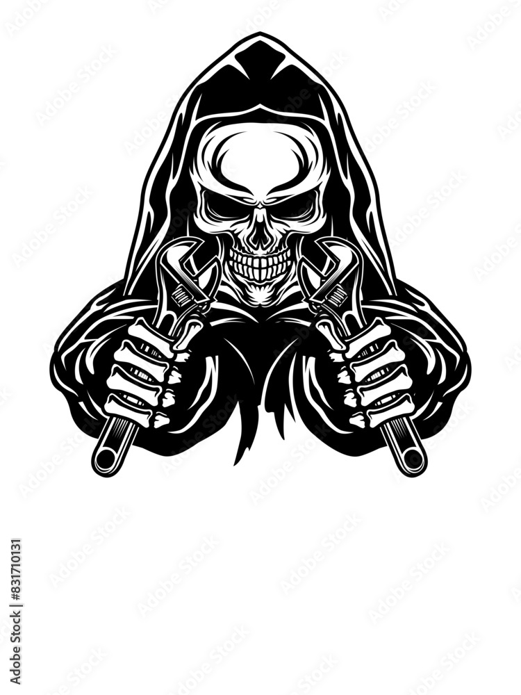 Mechanic Skeleton Illustration, Mechanic Dad Cut File, Mechanic Shirt ...