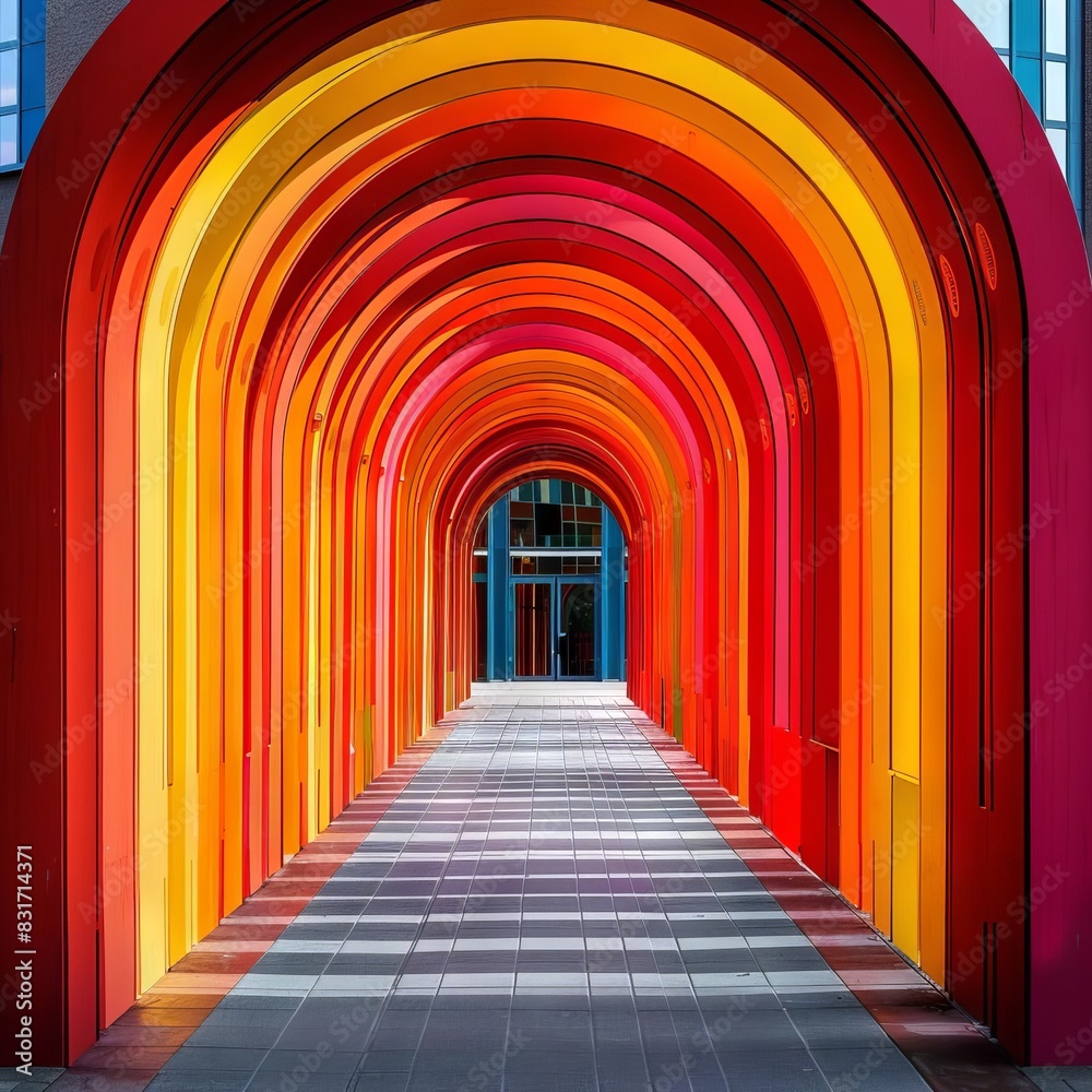 vibrant arches in modern architectural design colorful walkway ...