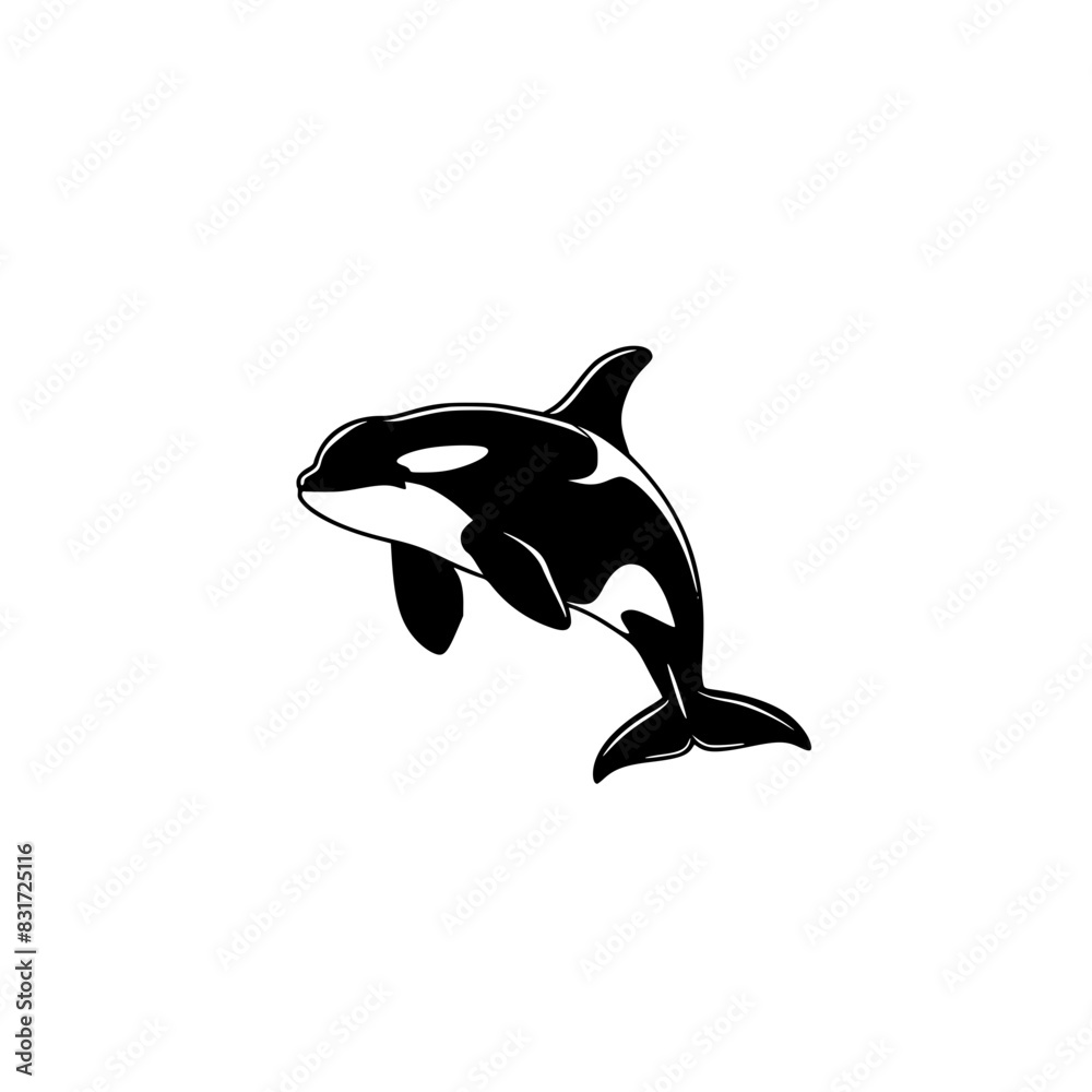 Vetor de Orca Whale Simple Vector Illustration, Minimalist black and ...