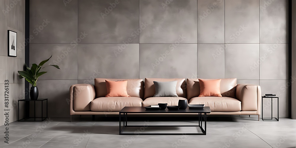 Peach fuzz trend color year 2024 in the premium livingroom. Painted ...