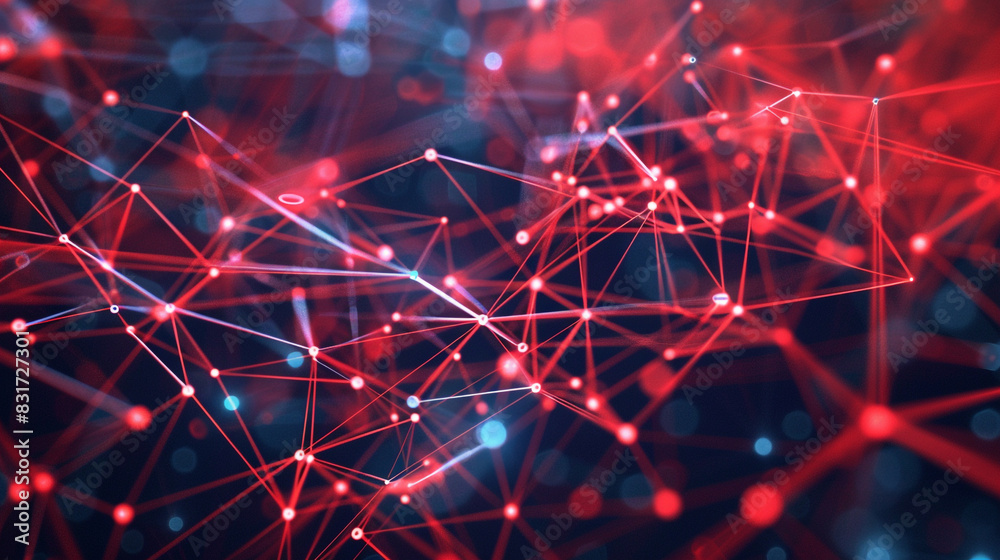 Red wireframe with navy blue plexus nodes for a bold and dynamic tech ...
