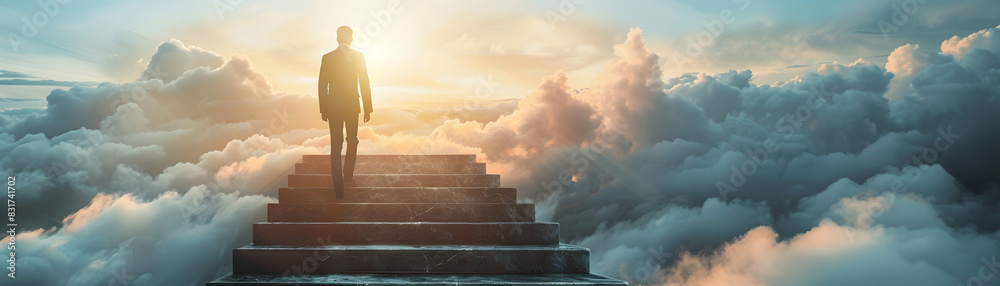 High resolution image of a young man setting career goals with a glossy ...