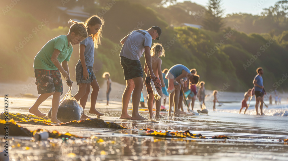 People participating in beach clean-ups, educational workshops, and ...
