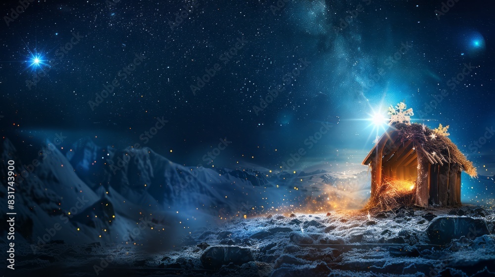 The Birth Of Jesus Christ In Bethlehem. The Star Of Bethlehem Shines ...