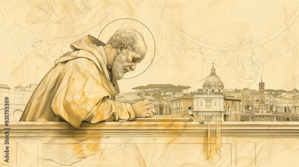 Writing of St. Gregory the Great in Ancient Rome, Biblical Illustration ...