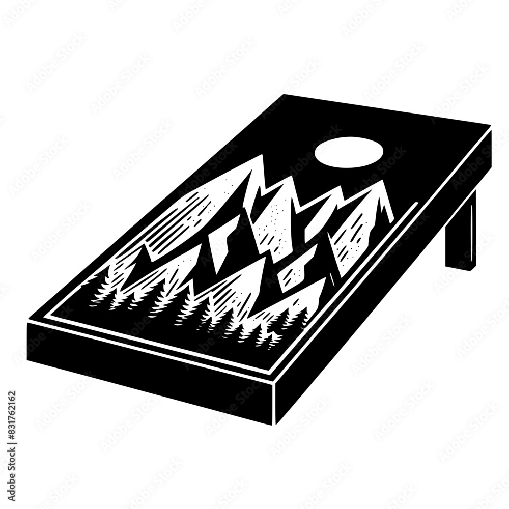 Cornhole Game Vector Illustration, Minimalist black and white vector ...