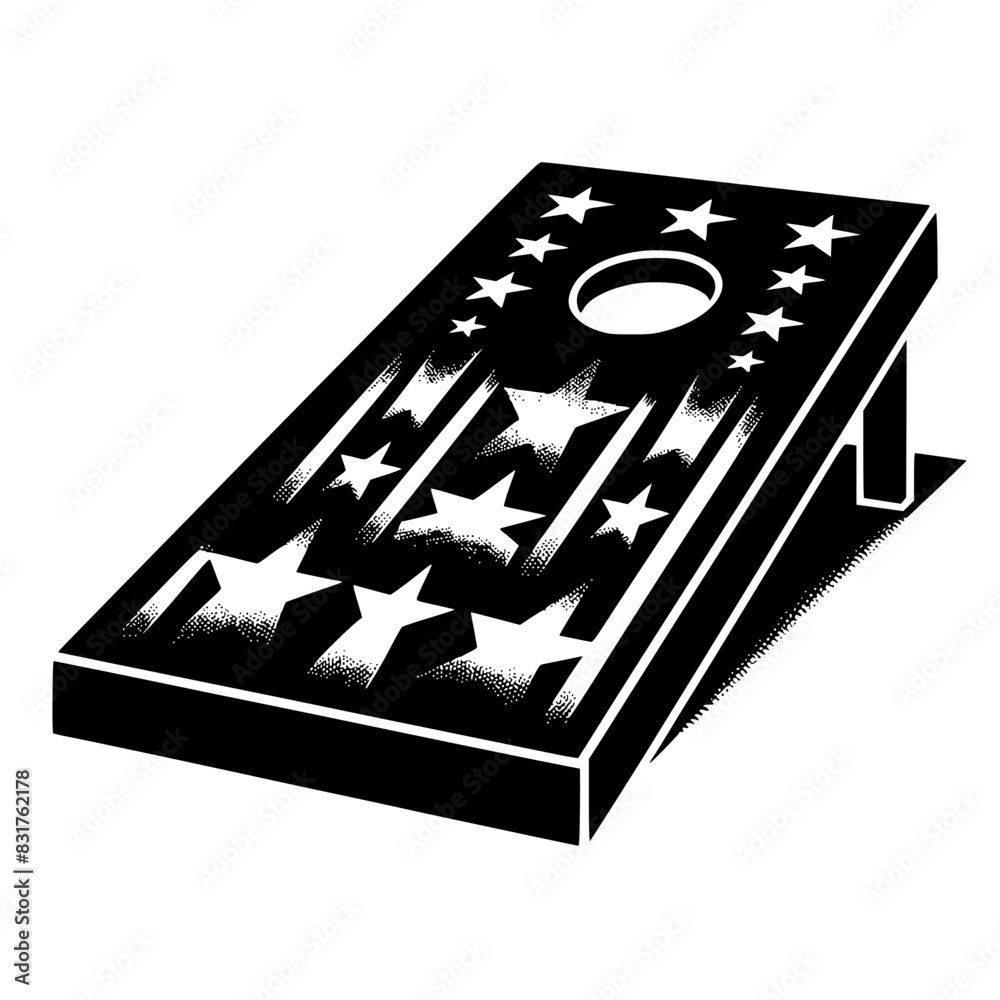 Cornhole Game Vector Illustration Minimalist Black And White Vector Illustration Of A Cornhole