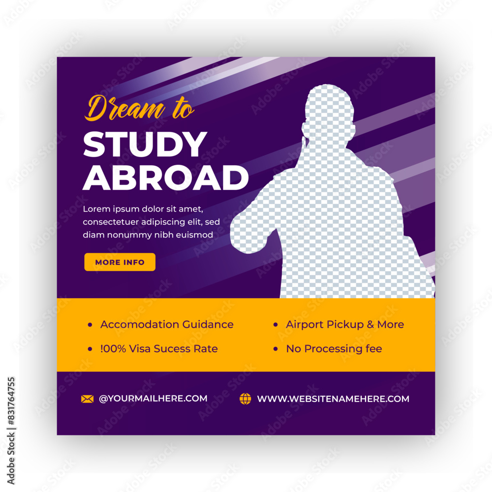 study flyer, university flyer, student visa banner, flyer template ...