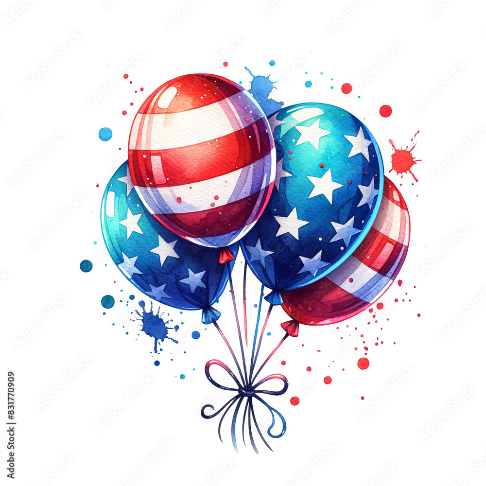 4th of July balloons with American flag transparent PNG sublimation ...
