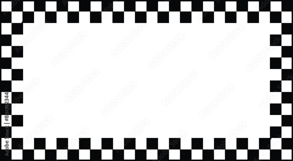 Rectangle frame with checkered print on borders. Rectangular vignette ...