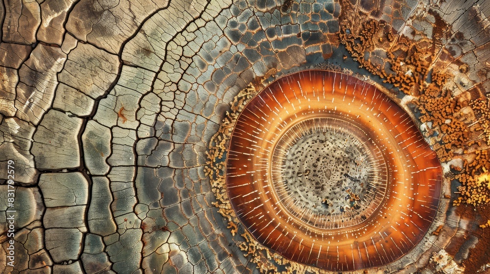A stunning microscope image of a cross-section of a tree trunk, showing ...