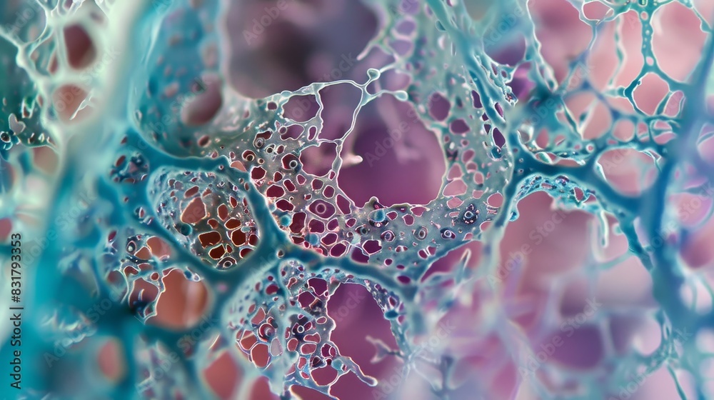 A stunning microscope image of a section of human lung tissue ...