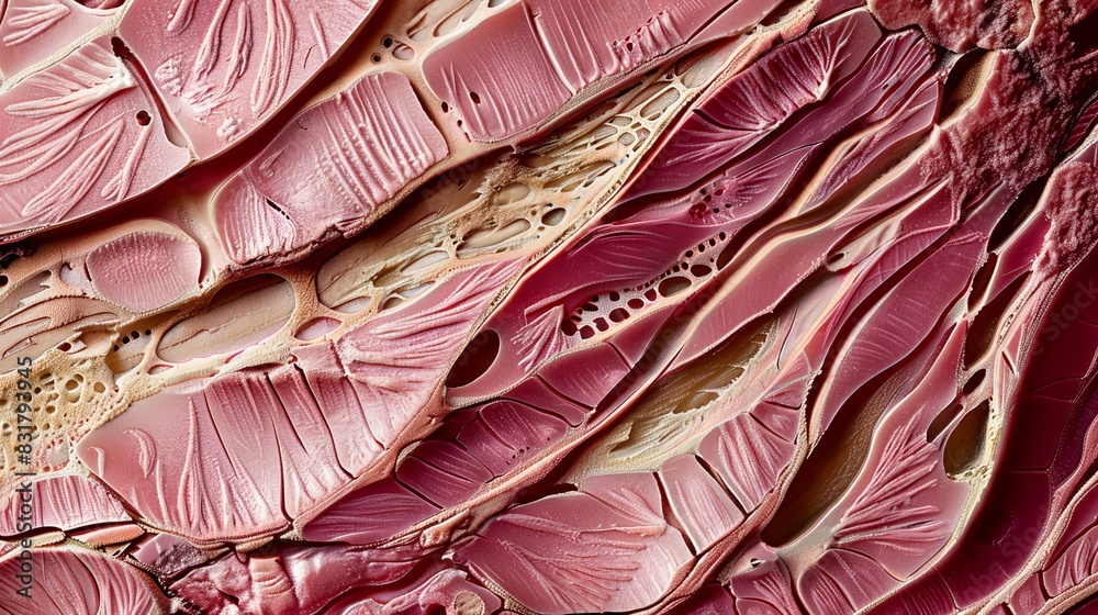 A stunning microscope image of a section of human muscle tissue ...