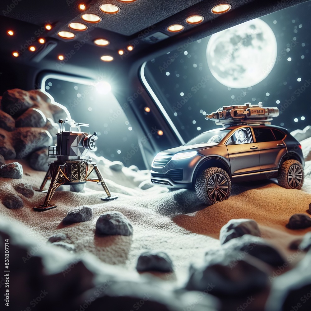155 131. A mini lunar landscape inside the car, with moon rocks Stock ...