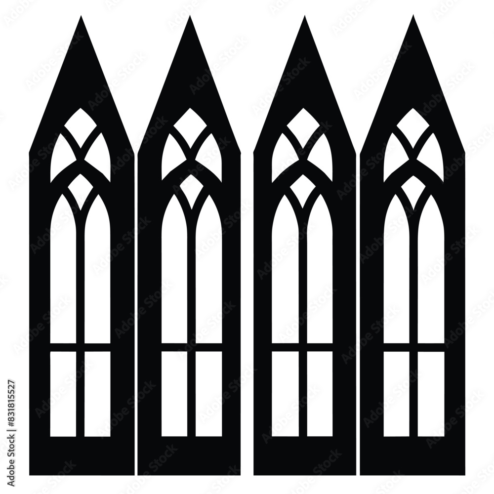 Church medieval windows set Old gothic style architecture elements ...
