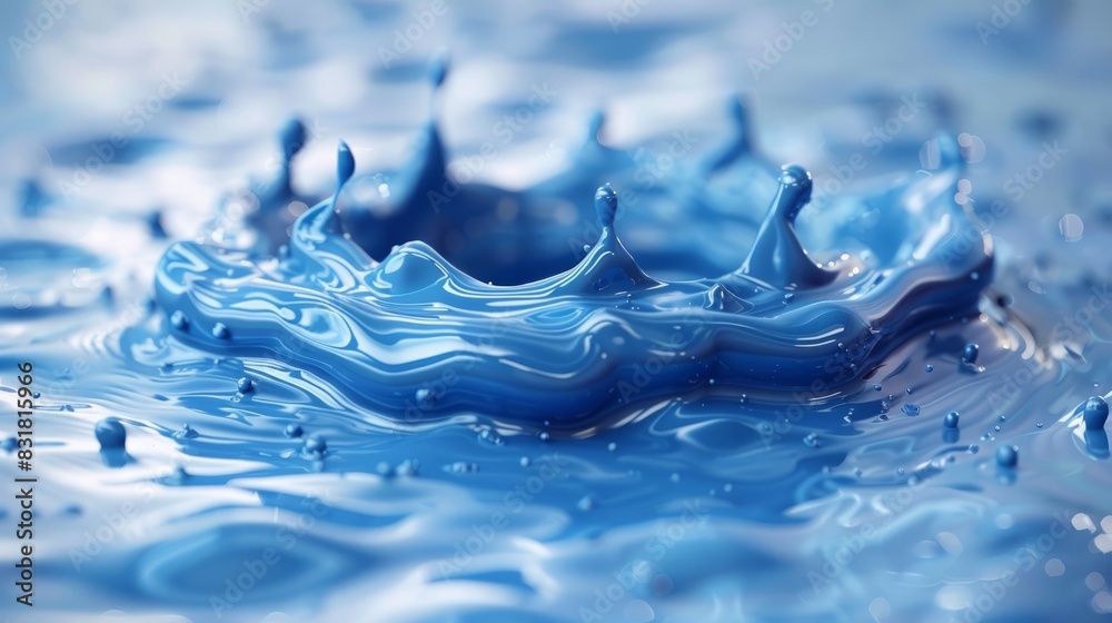 sky blue paint splashing crown, abstract liquid splash, 3d background Stock Illustration | Adobe ...