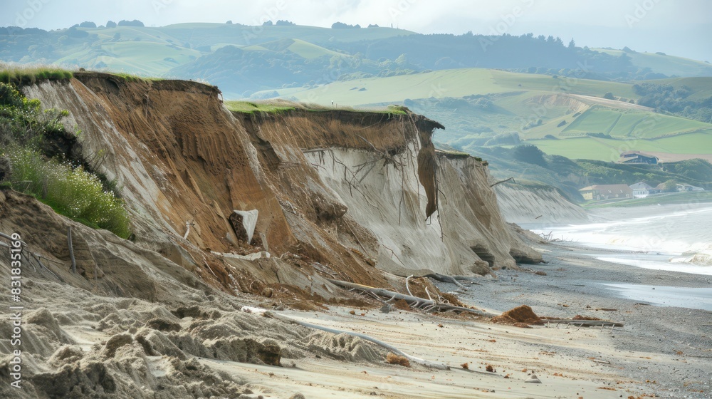 Coastal Erosion: Photograph coastal areas where rising sea levels and erosion have caused cliffs ...