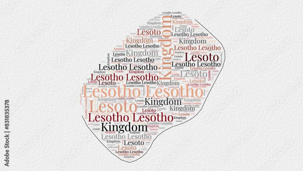 Lesotho logo animation. Lesotho boundary word cloud animation. Video of ...
