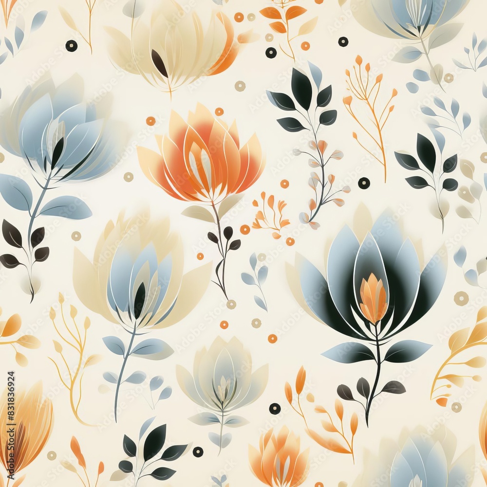 Japanese Kasuri Ikat floral pattern, subtle colors, intricate design ...